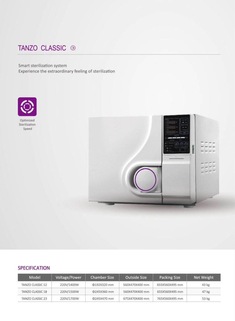 02. Table Top Steam Sterilizer TANZO Classic - Crescent Health